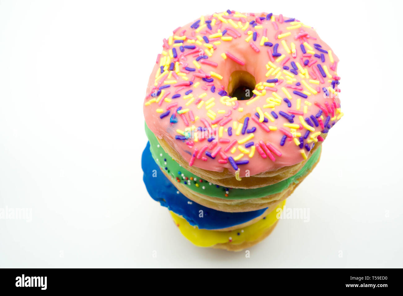 assorted rising stack of delicious donuts Stock Photo - Alamy