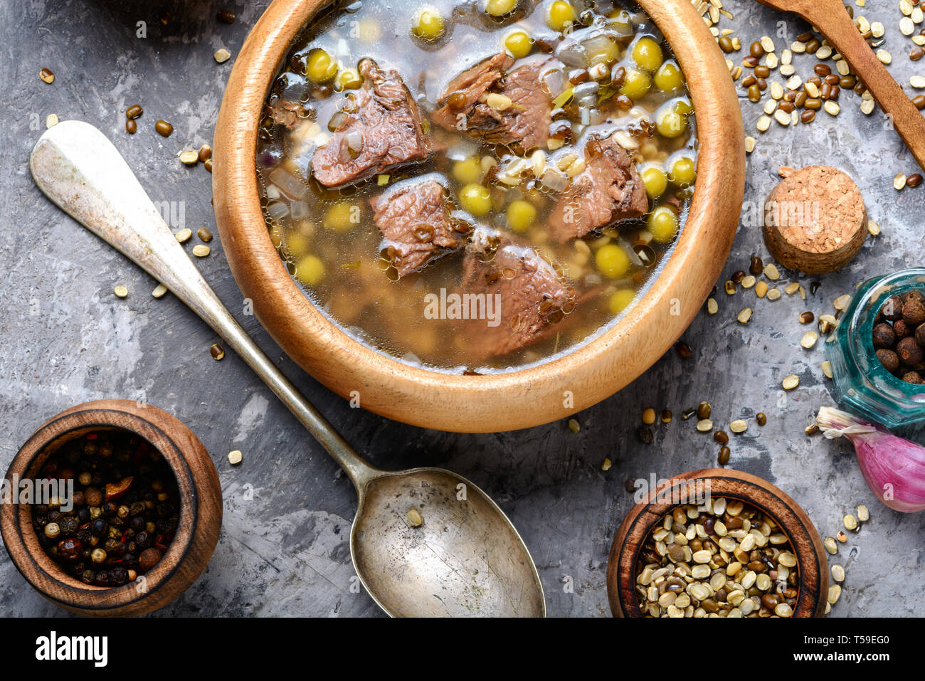Peruvian chicken soup with cilantro and quinoa.Aguadito de Pollo Stock ...