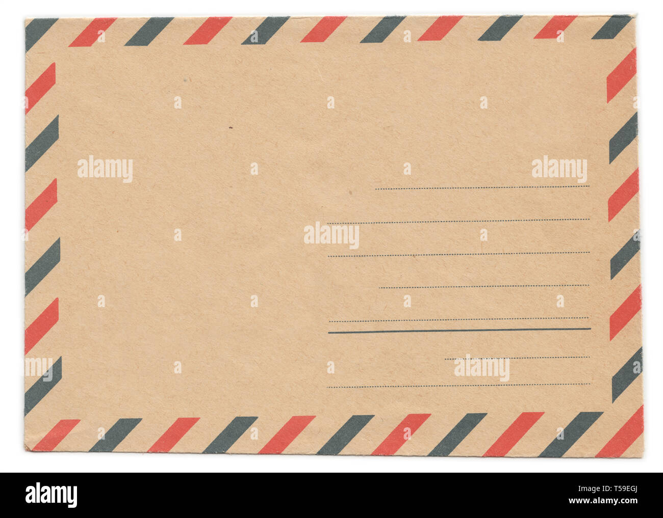 Vintage envelope front side, air mail, blank, old yellowed paper ...