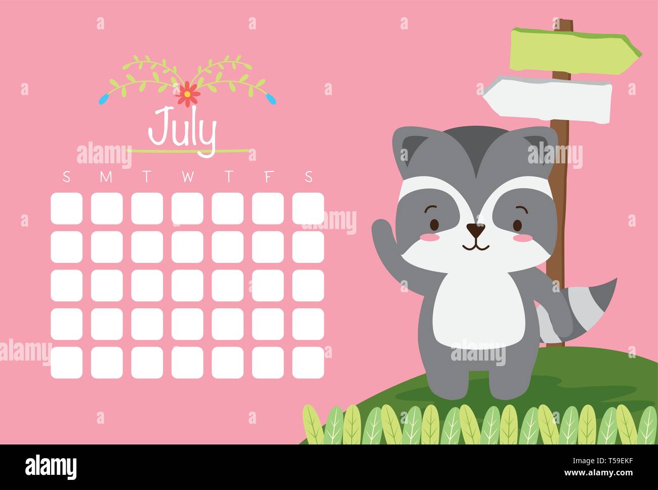 cute animals calendar Stock Vector Image & Art - Alamy