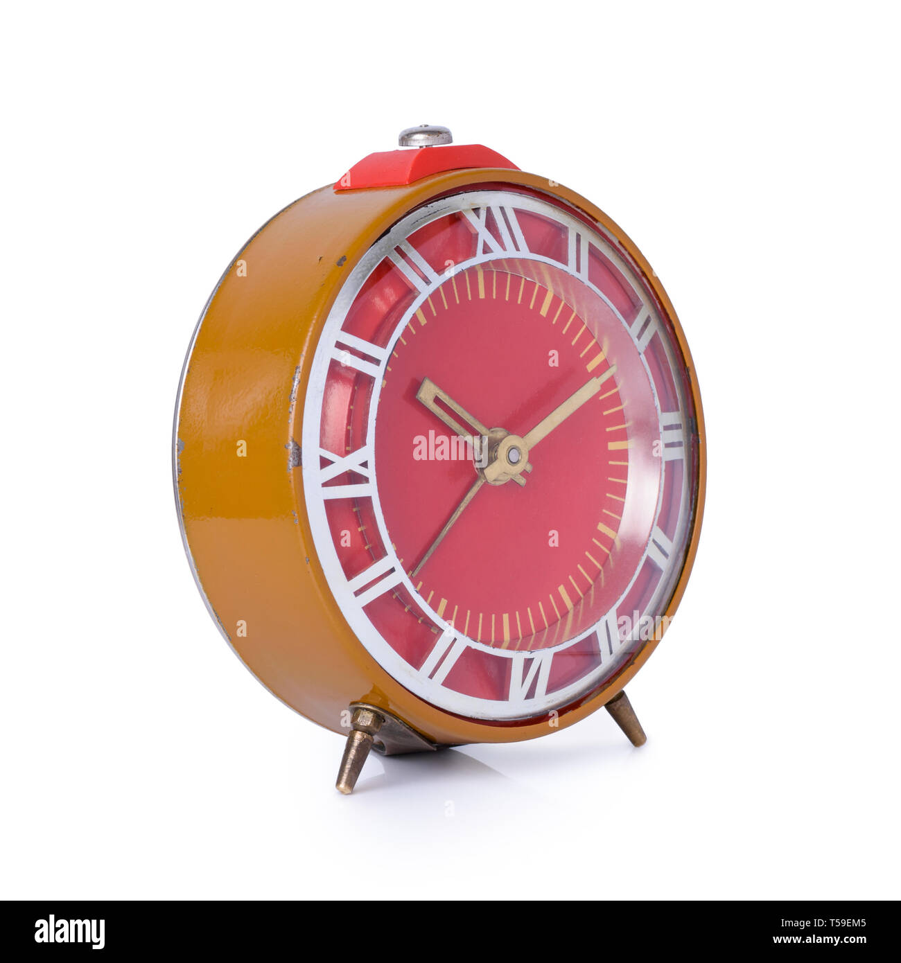 Old retro clock isolated on white background Stock Photo - Alamy