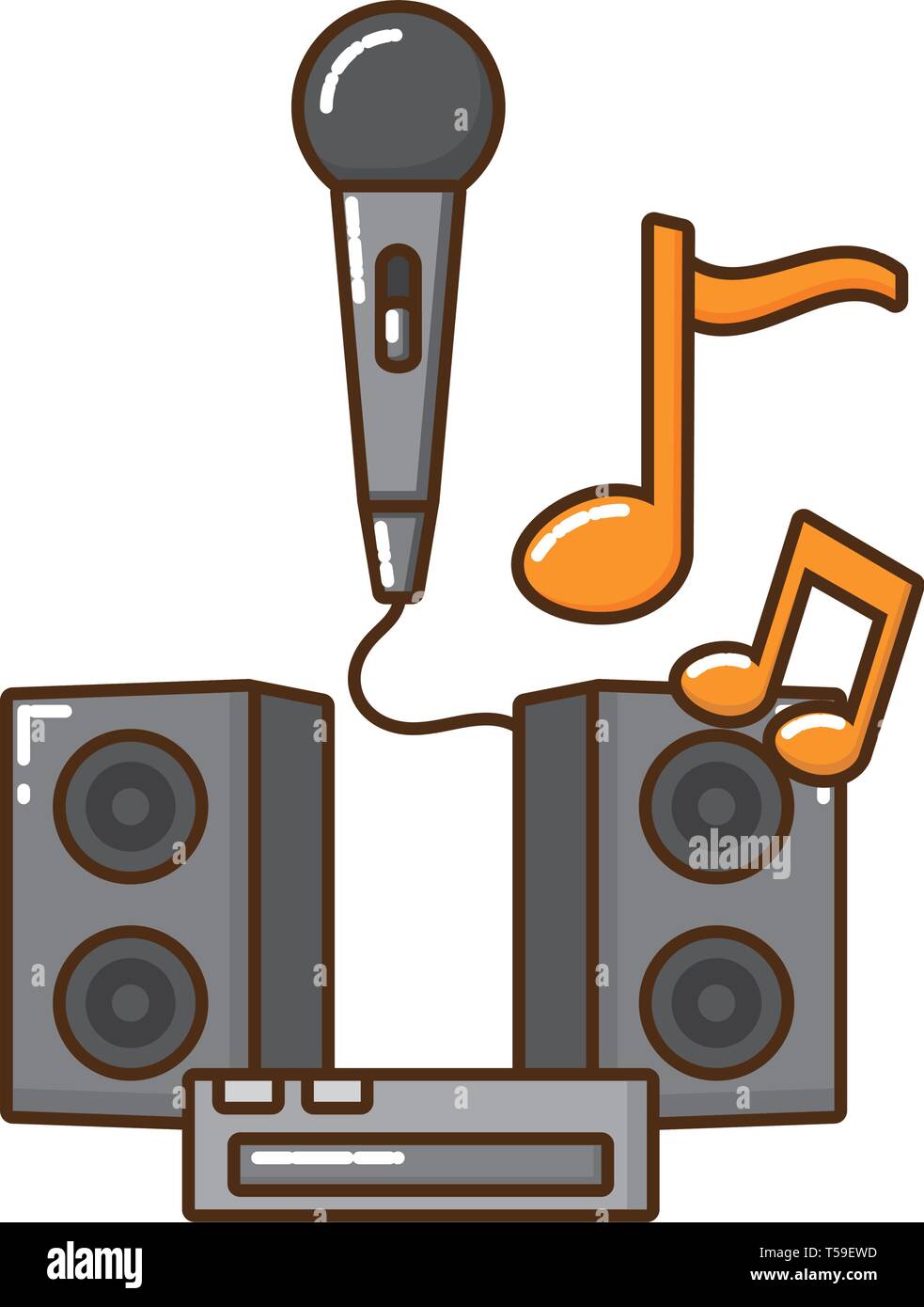 microphone with musical notes isolated icon Stock Vector Image & Art ...