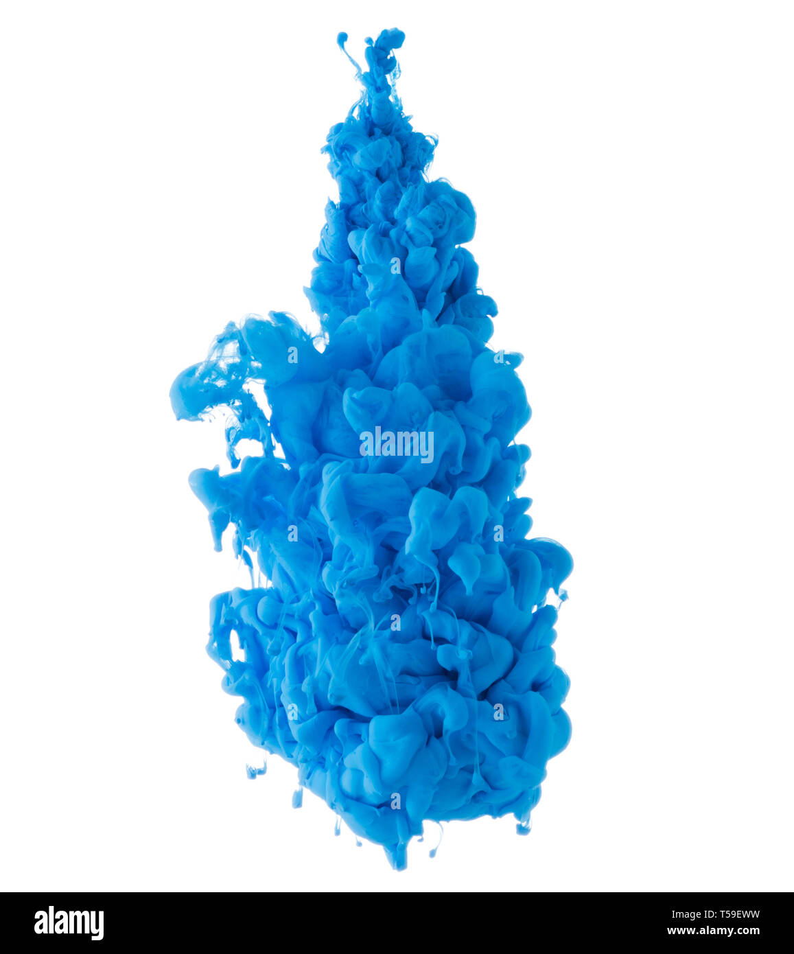 Blue paint cloud in water isolated on white background Stock Photo - Alamy