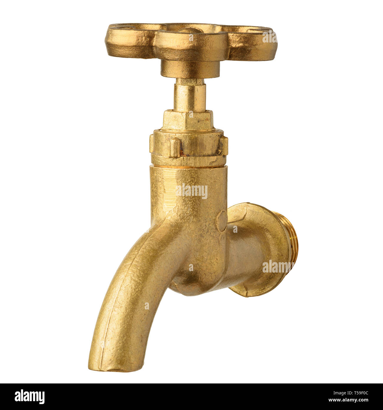 Vintage brass water tap isolated on white Stock Photo - Alamy