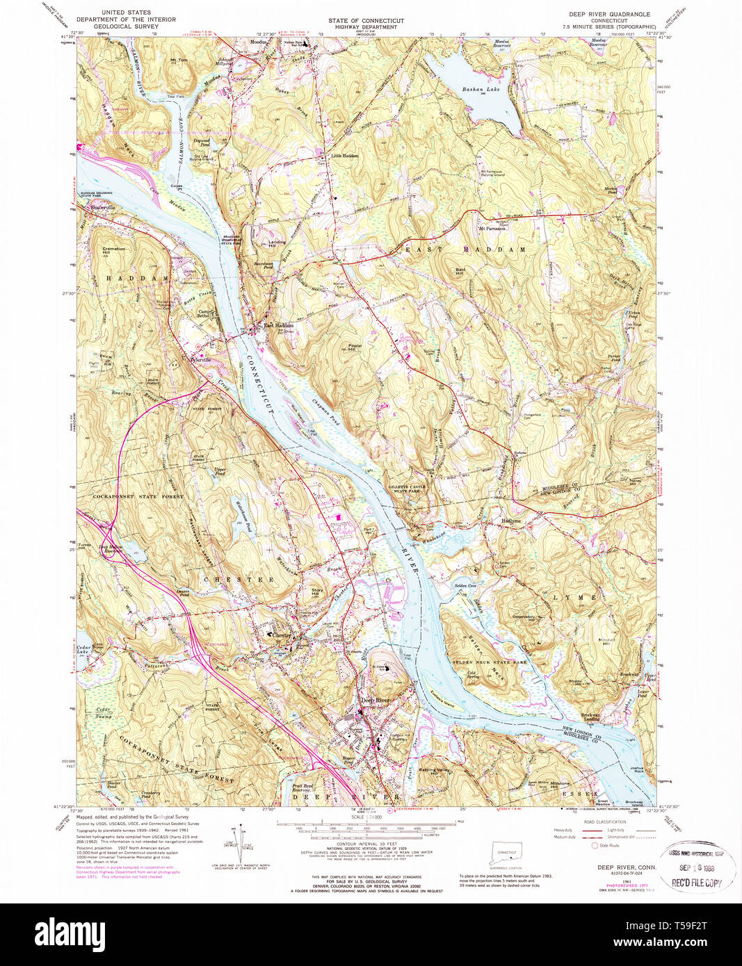 USGS TOPO Map Connecticut CT Deep River 330526 1961 24000 Restoration ...