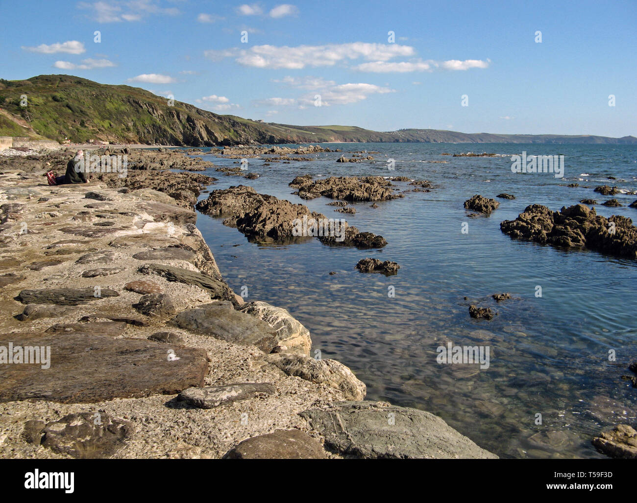 Whitsand Bay Cornwall with Rame Head in distance Stock Photo - Alamy