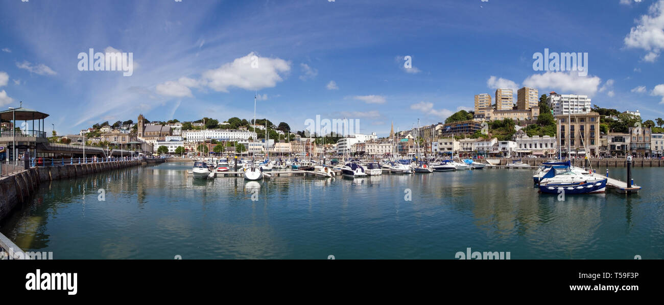 Torquay Harbour, panorama, English Riviera, Devon Stock Photo - Alamy