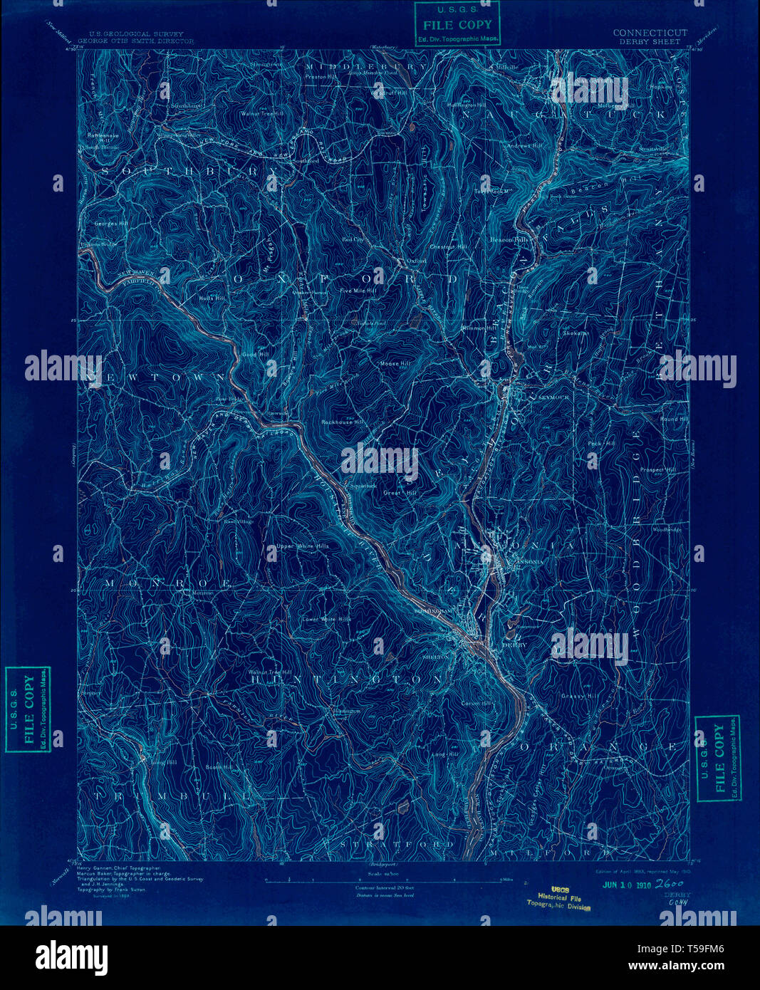 USGS TOPO Map Connecticut CT Derby 331018 1893 62500 Inverted ...