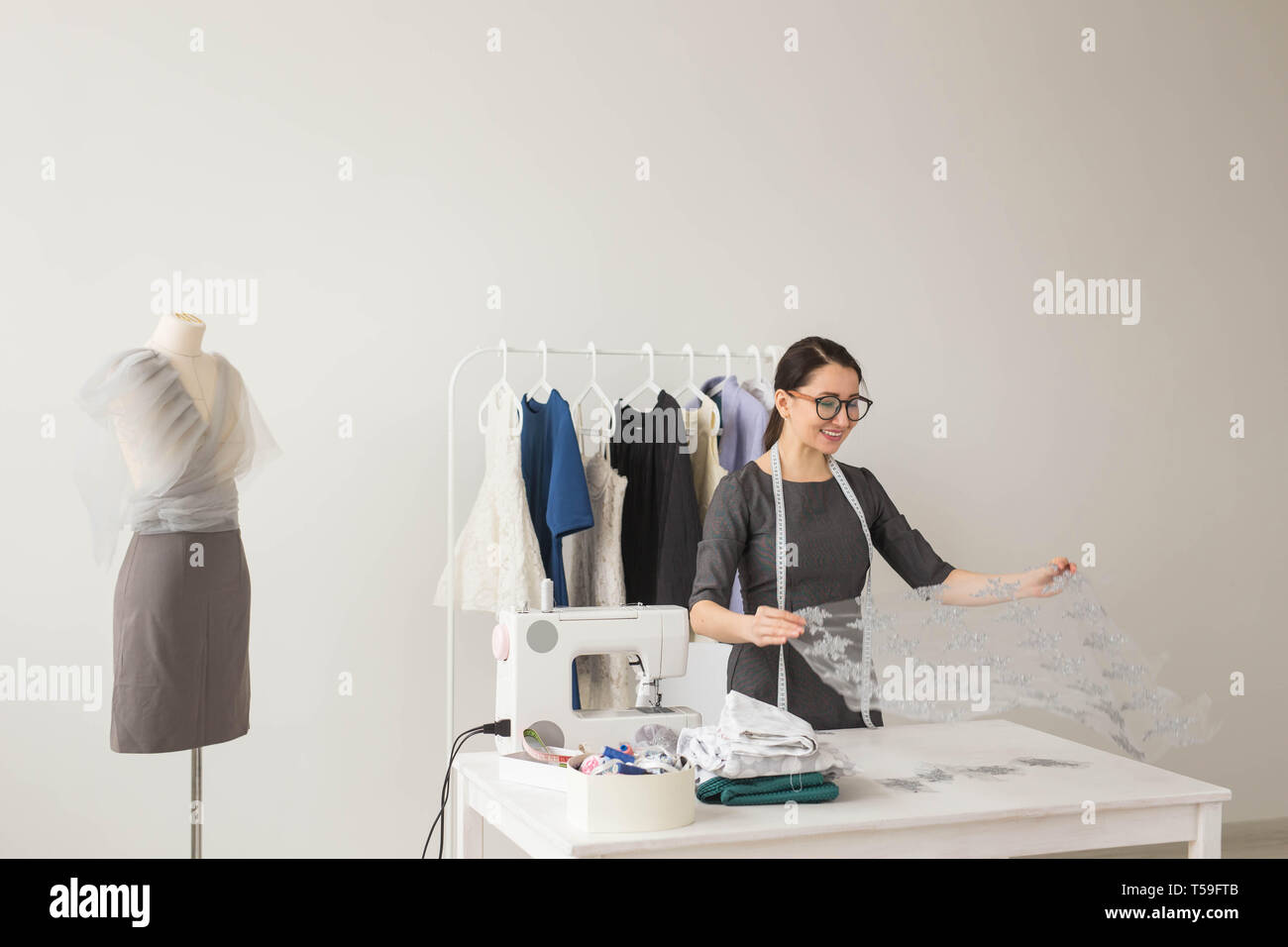 Dressmaker, tailor, fashion and showroom concept - Portrait of talented ...