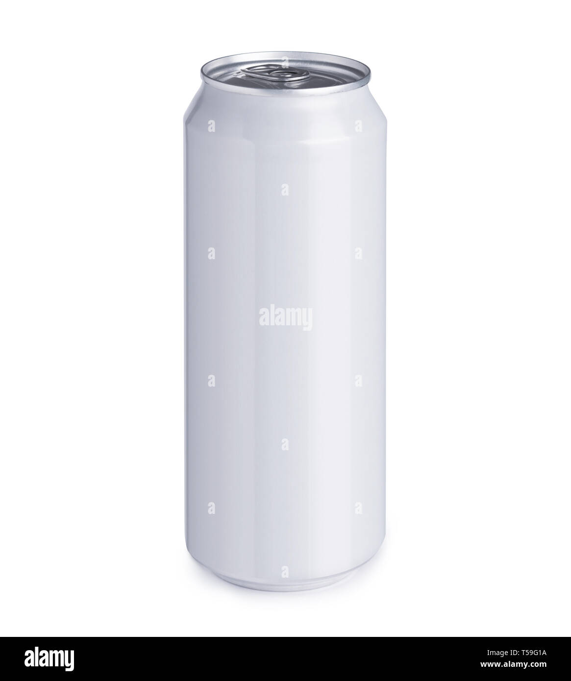 Blank white aluminum can with drink or liquid isolated on white ...