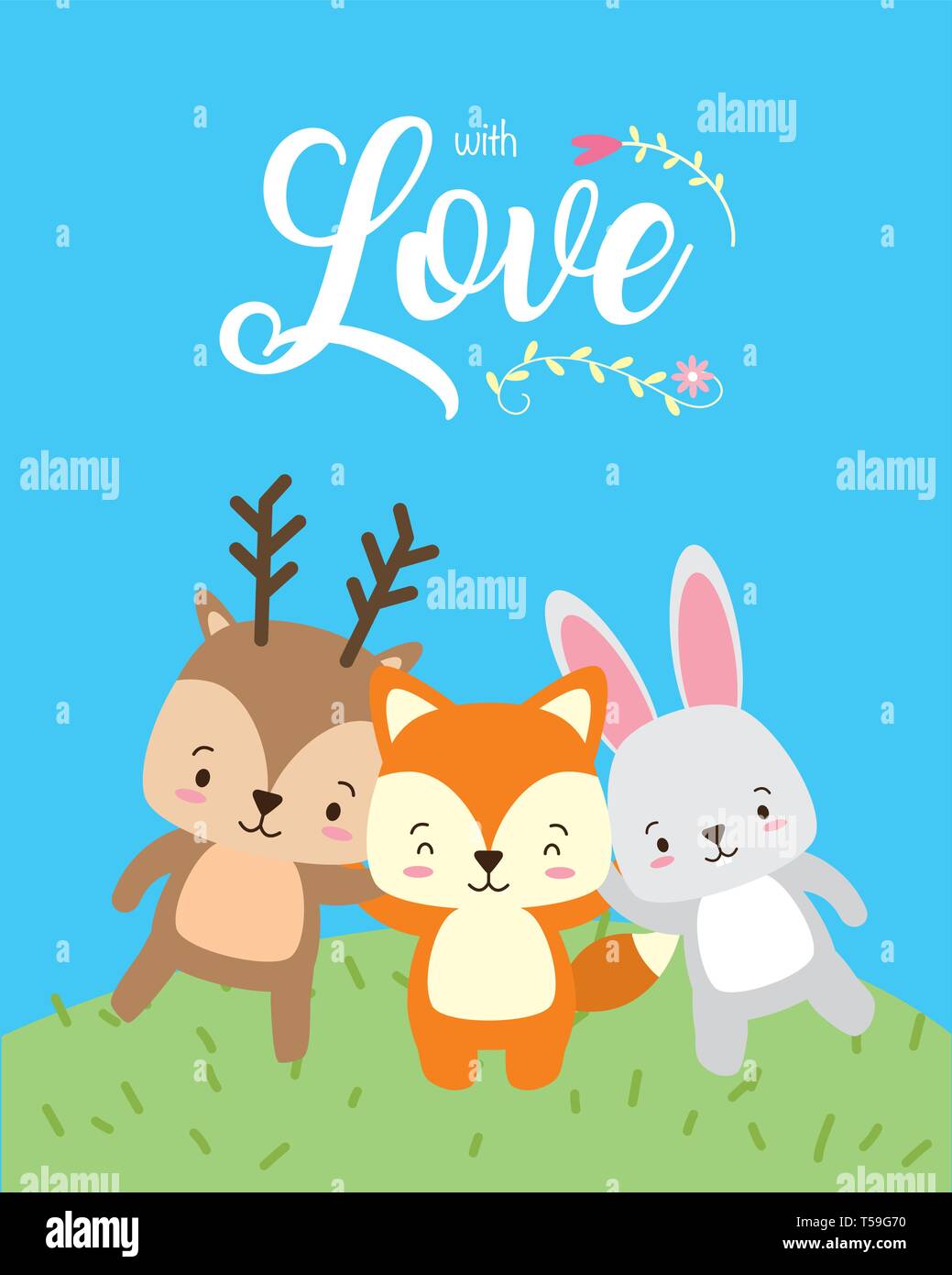 cute animals love card Stock Vector Image & Art - Alamy