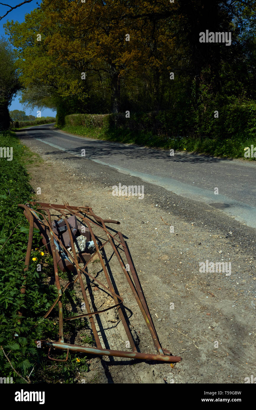 Example of fly-tipping in the Kent countryside, Kent, England, United ...