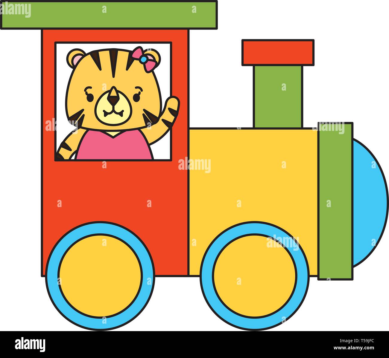 cute tiger train wagon Stock Vector Image & Art - Alamy