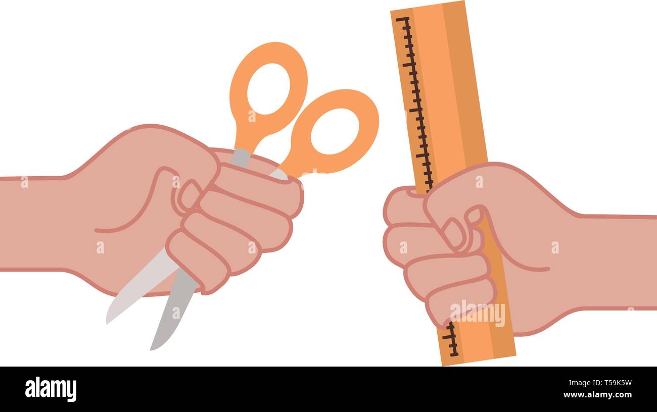 hands with scissors and ruler icon Stock Vector Image & Art - Alamy