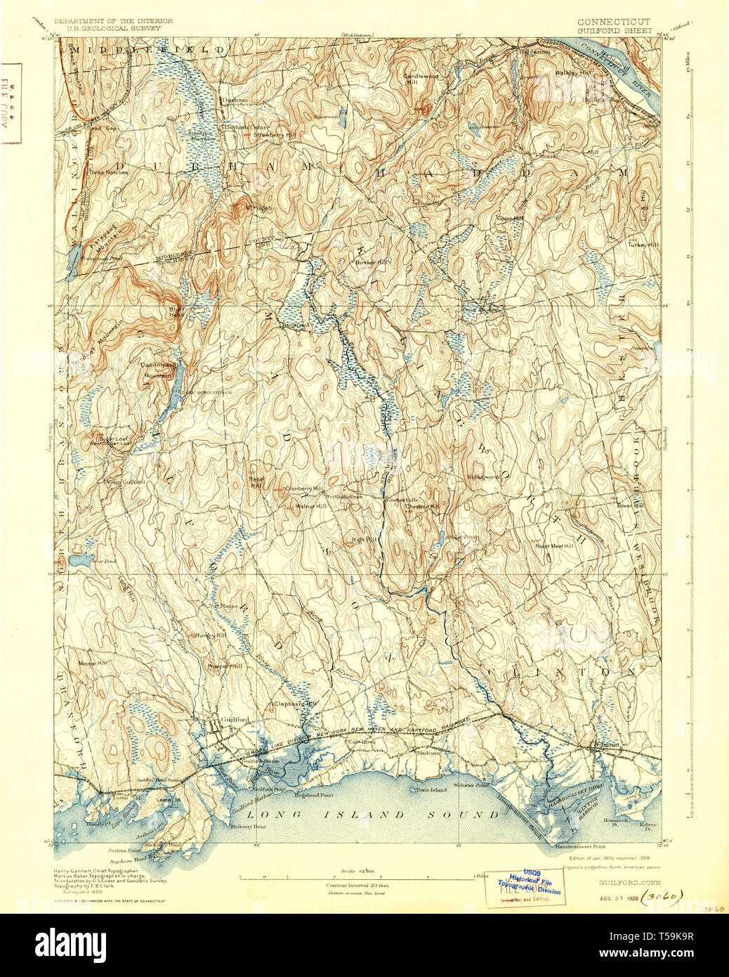 USGS TOPO Map Connecticut CT Guilford 331045 1893 62500 Restoration ...