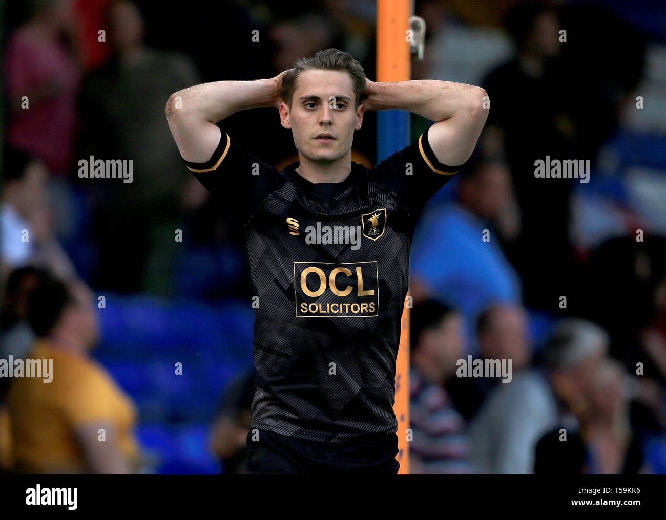 Mansfield towns danny rose reacts end game after hi-res stock ...