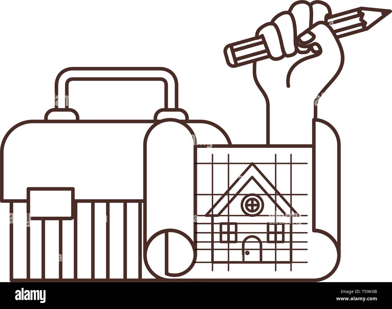 hand with construction tool box icon Stock Vector Image & Art - Alamy