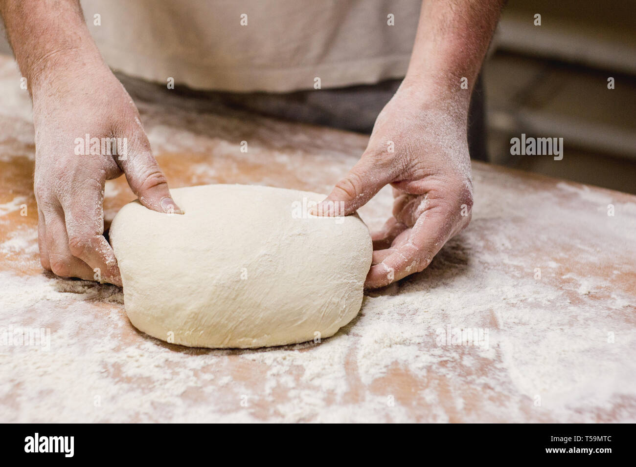 Photo of a fresh dough in a bakery Stock Photo - Alamy