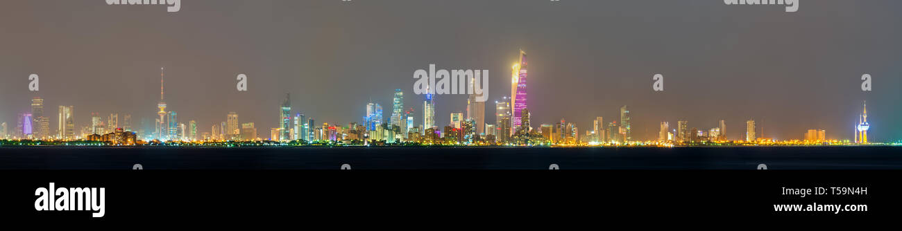 Night skyline of Kuwait City Stock Photo - Alamy
