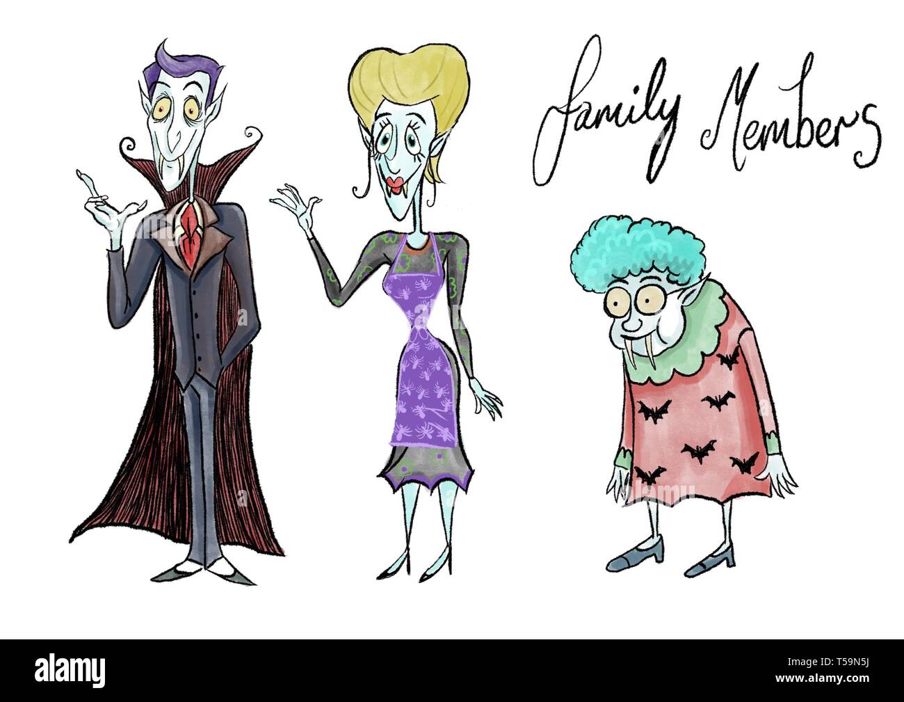 vampire family members character design artwork Stock Photo - Alamy