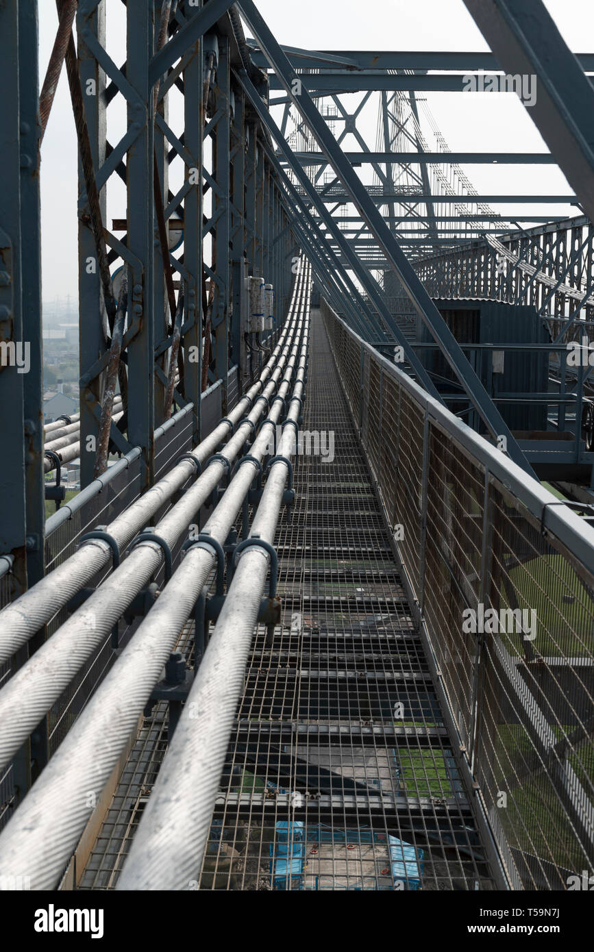 The grated walk ways on the top gantry of the Newport Transporter ...
