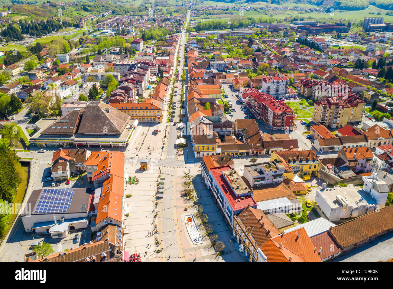Croatia, town od Daruvar, main city square, panorama from, drone Stock ...