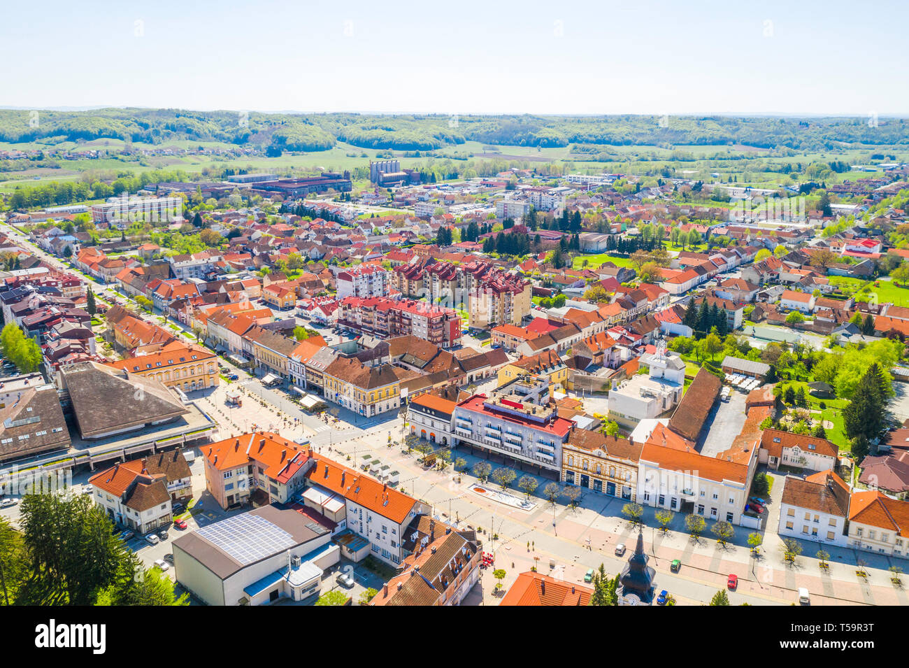 Croatia, town od Daruvar, main city square, panorama from, drone Stock ...