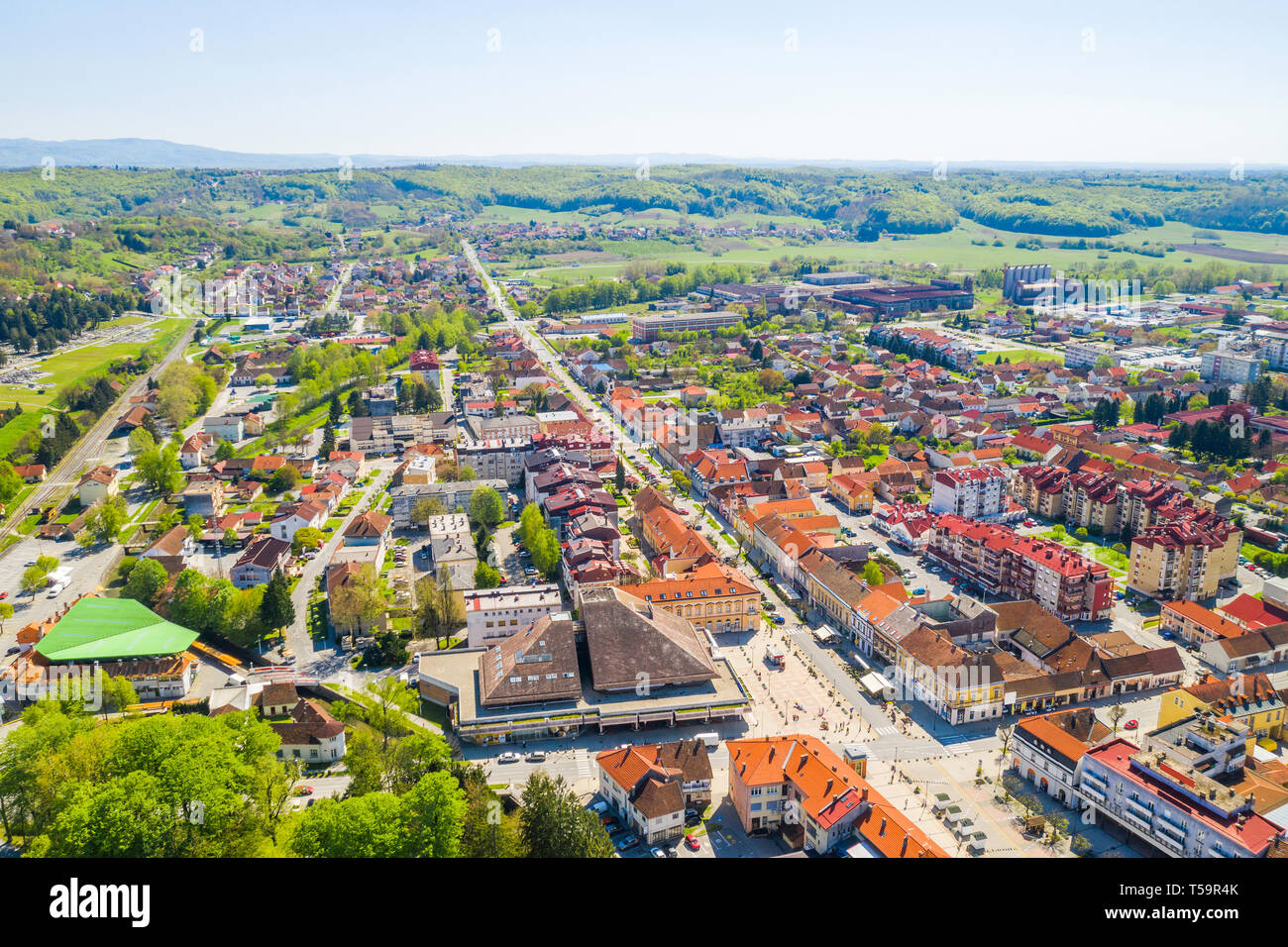 Croatia, town od Daruvar, main city square, panorama from, drone Stock ...