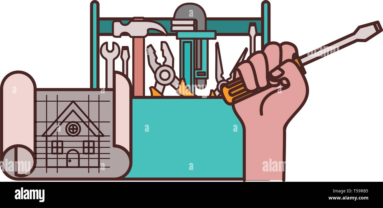 hand with construction tool box icon Stock Vector Image & Art - Alamy