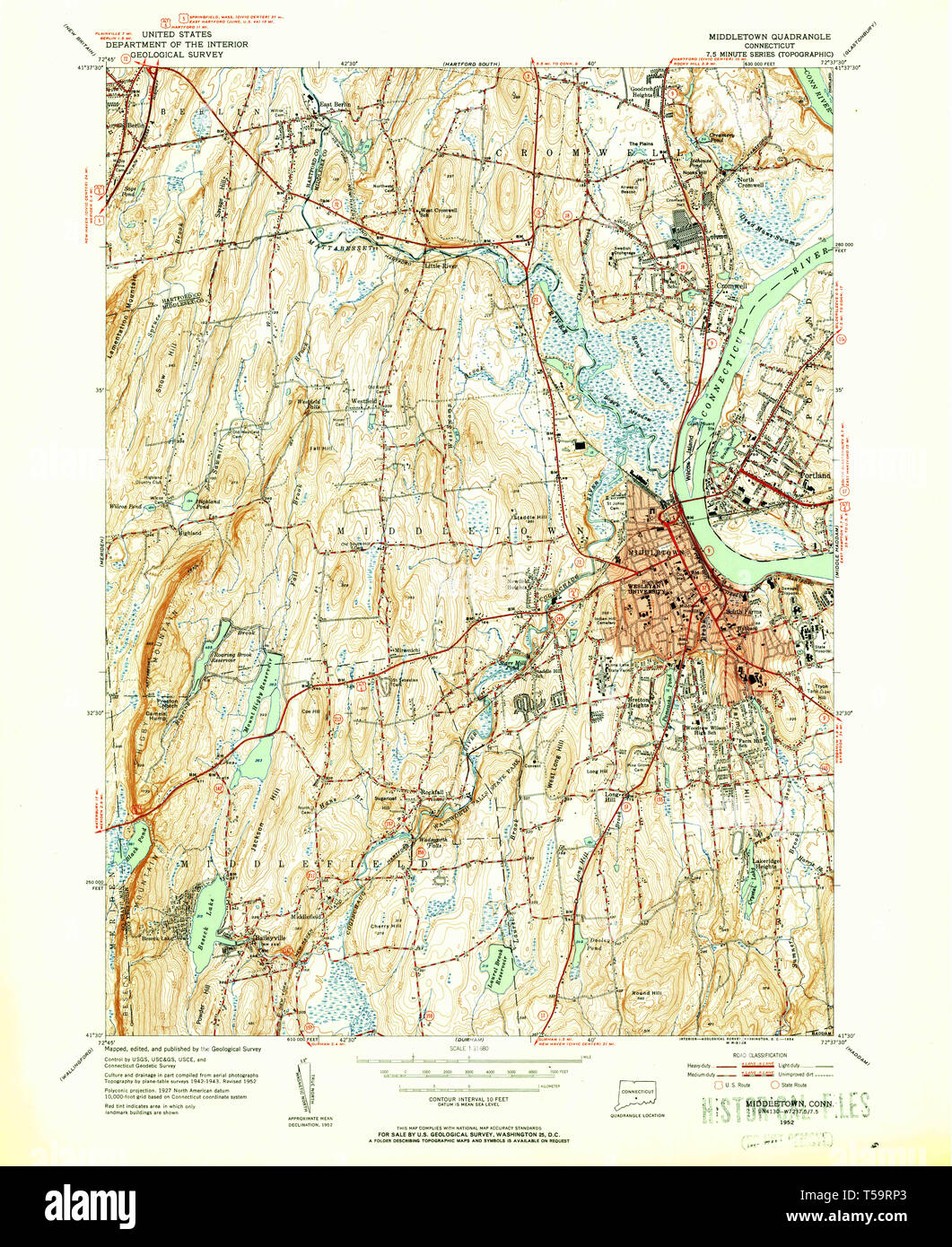 Map of middletown connecticut hi-res stock photography and images - Alamy