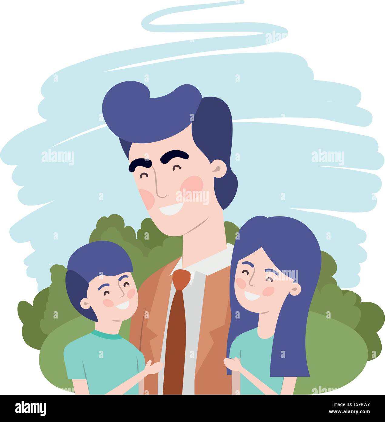 father with children avatar character Stock Vector Image & Art - Alamy