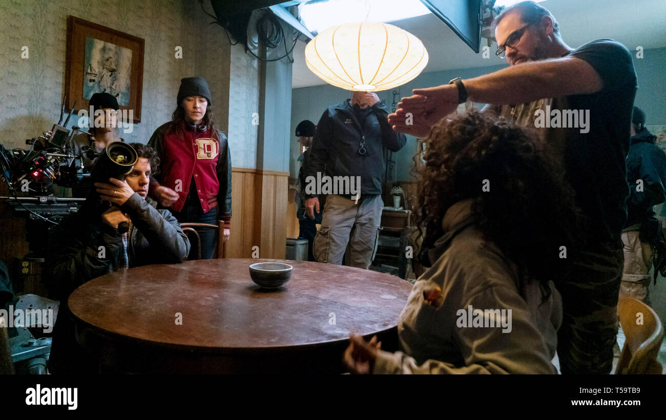FAST COLOR, director Julia Hart (wearing hat), on set, 2018. ph: Jacob ...