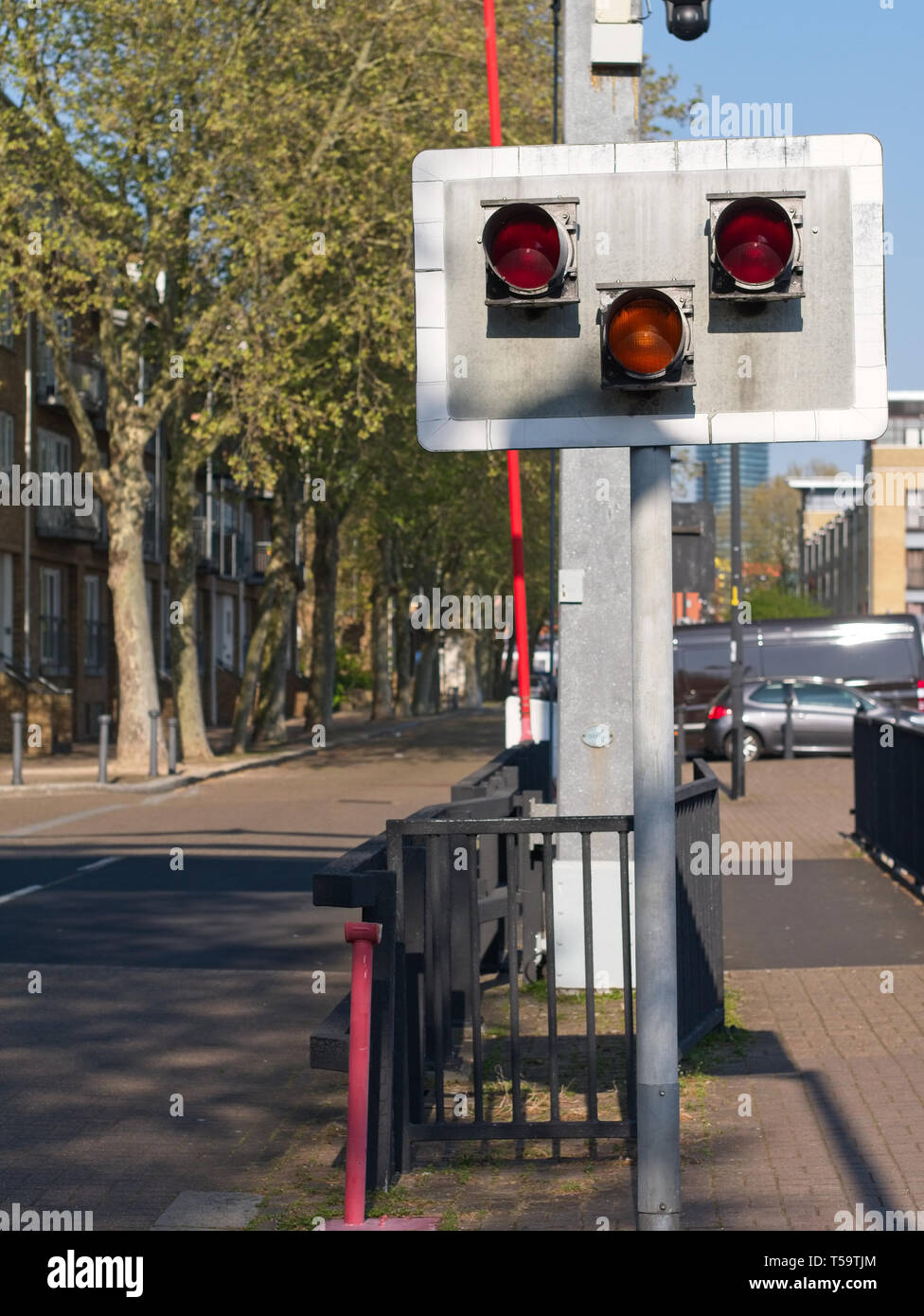Traffic light on a bridge that moves apart Stock Photo - Alamy