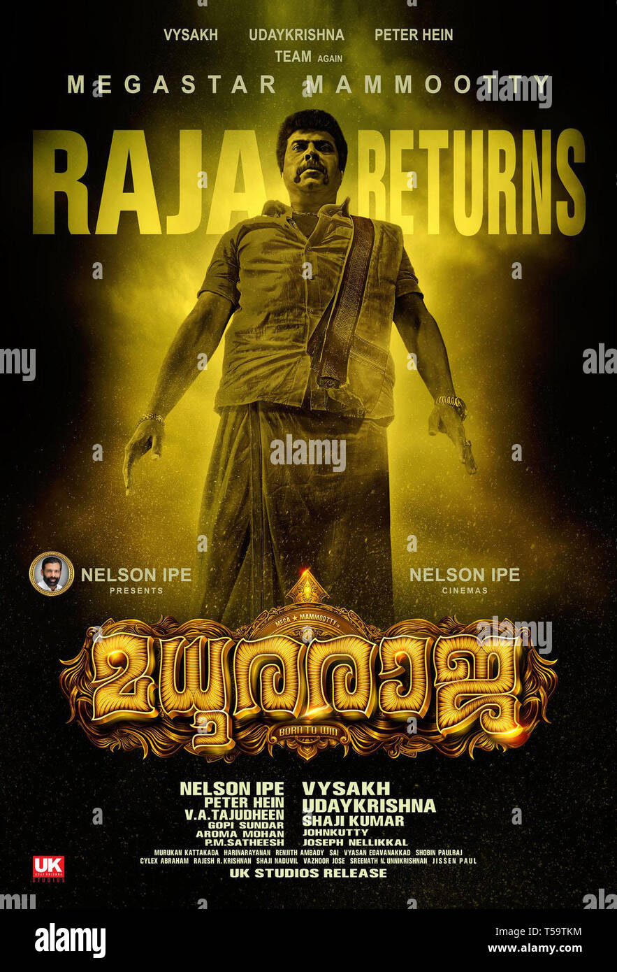 MADHURA RAJA, (aka MADHURARAJA), Indian poster in Malayalam and English ...