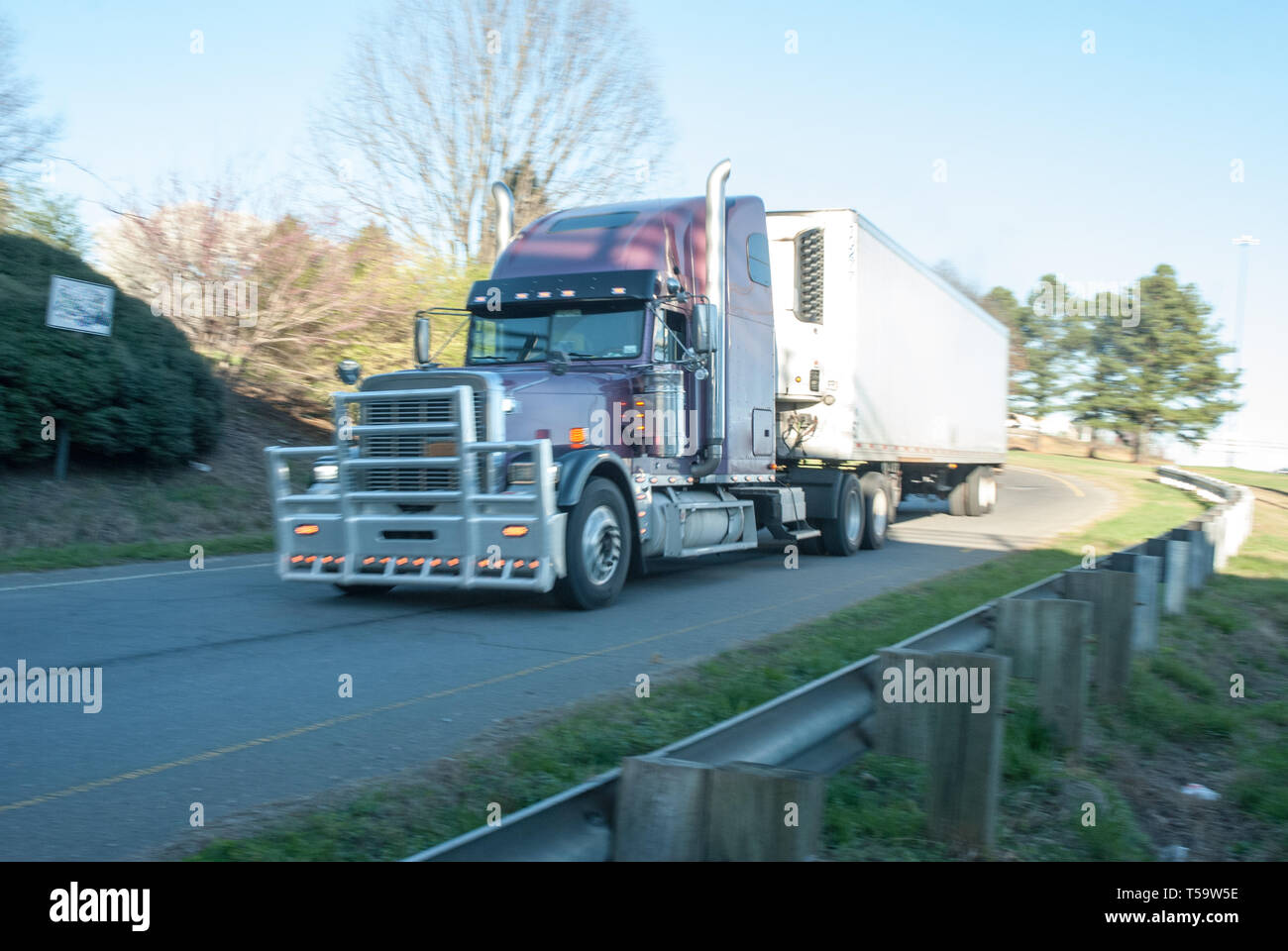 Heavy-truck moving on the highway Stock Photo - Alamy