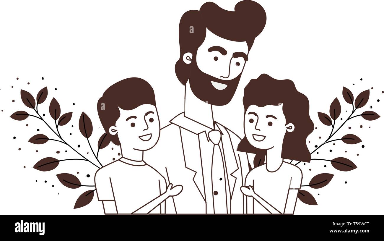 father with children avatar character Stock Vector Image & Art - Alamy