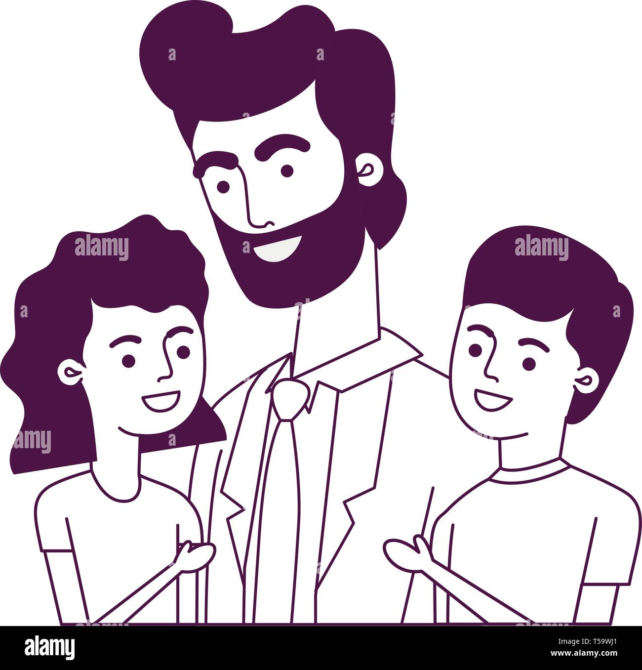 father with children avatar character Stock Vector Image & Art - Alamy