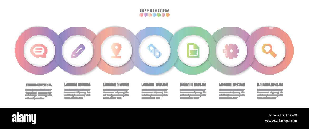 Vector infographic design UI template colorful spiral round cross ...