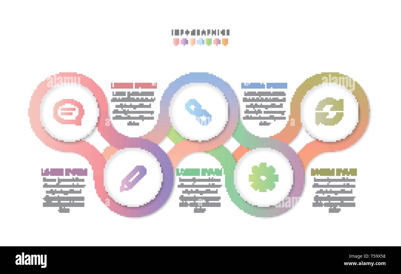 Vector infographic design UI template colorful spiral round cross ...