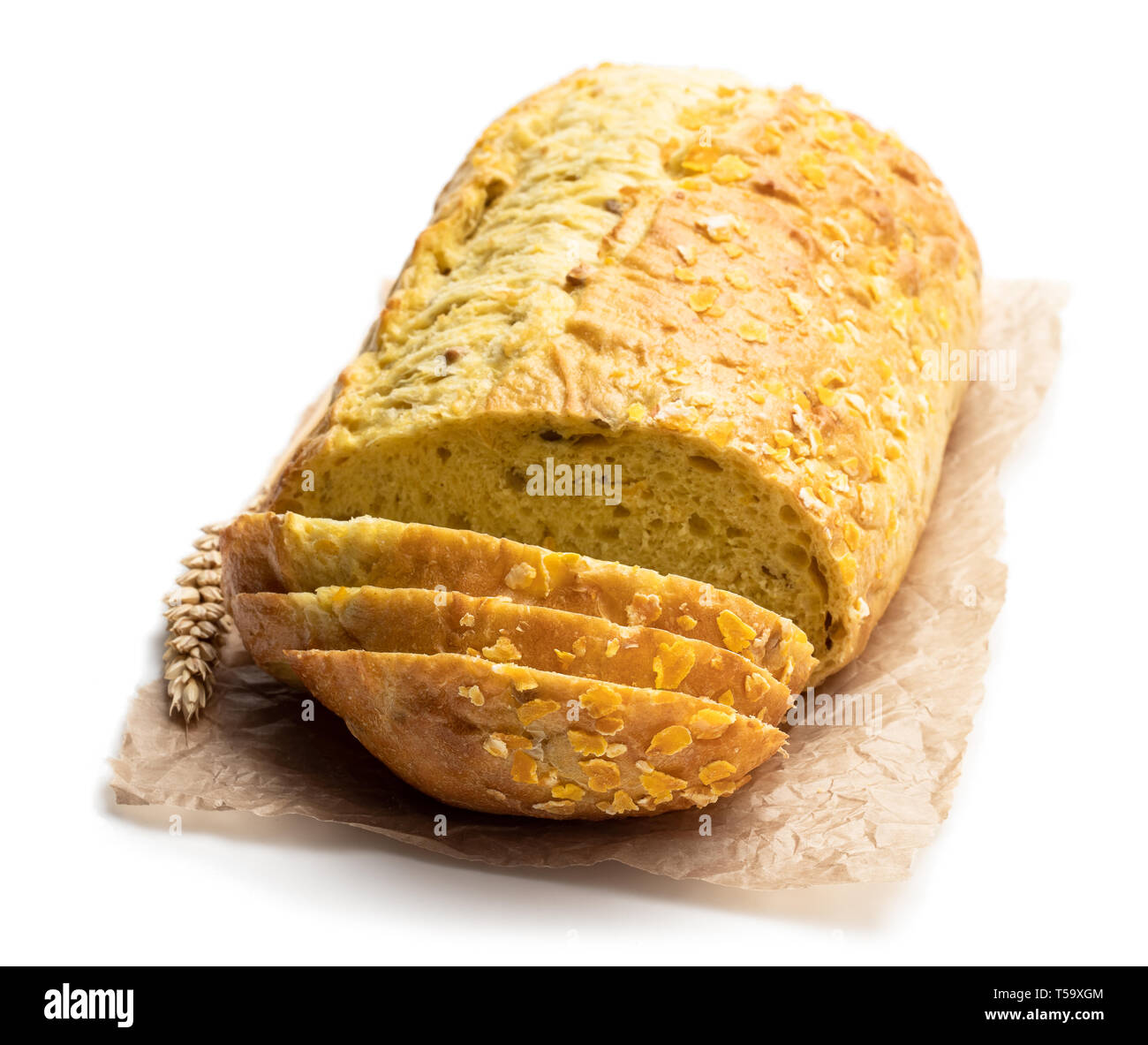 Homemade corn loaf isolated on white Stock Photo - Alamy