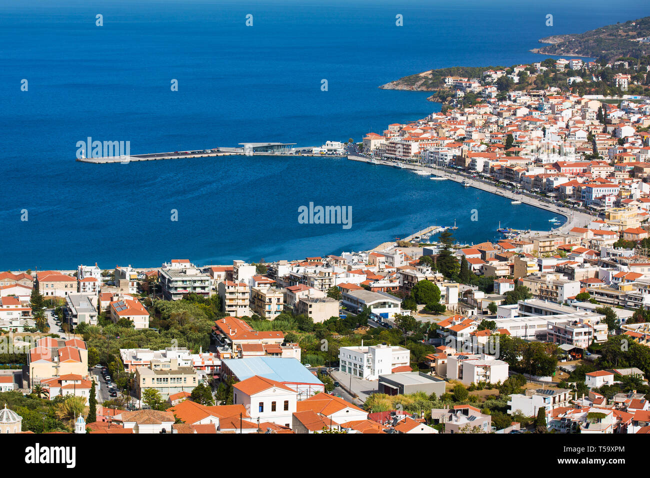 Beautiful Vathy town on Samos island in Greece. Vathy is capital city ...