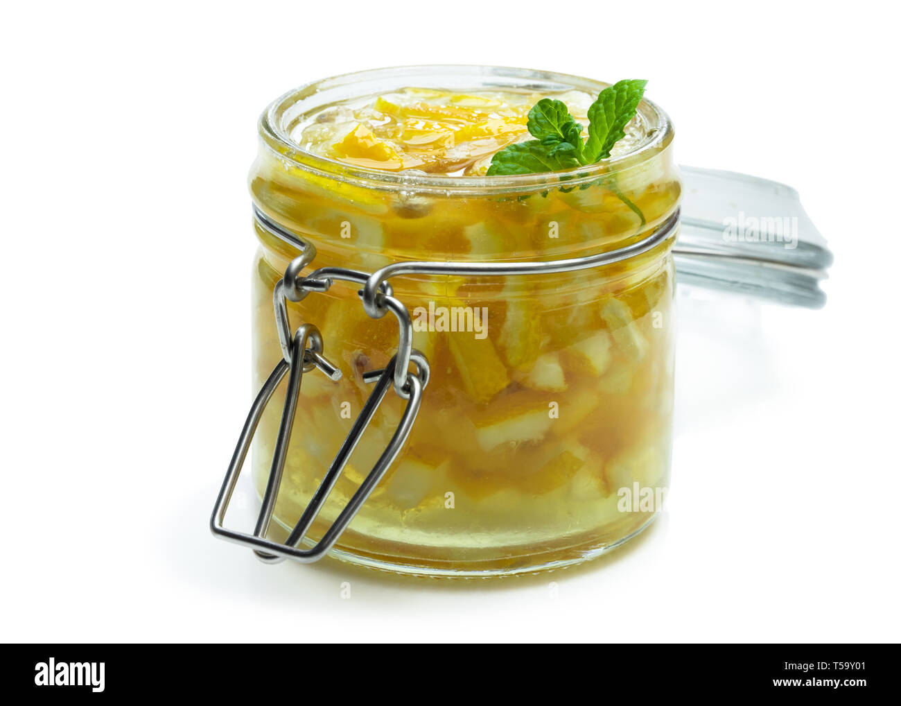 Lemon jam in glass jar isolated on white Stock Photo - Alamy