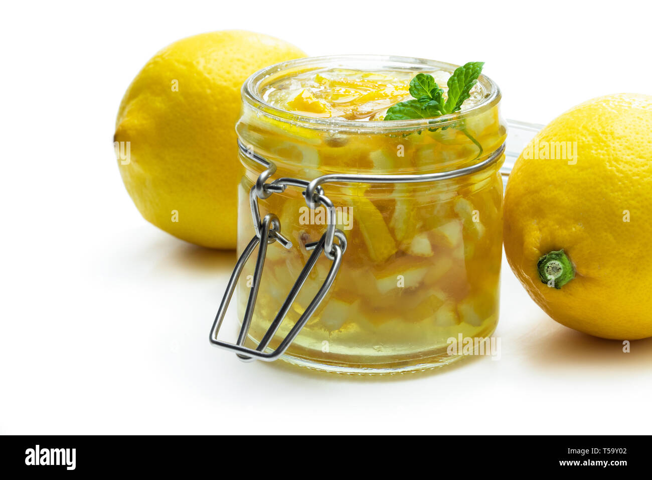 Lemon jam in glass jar isolated on white Stock Photo - Alamy