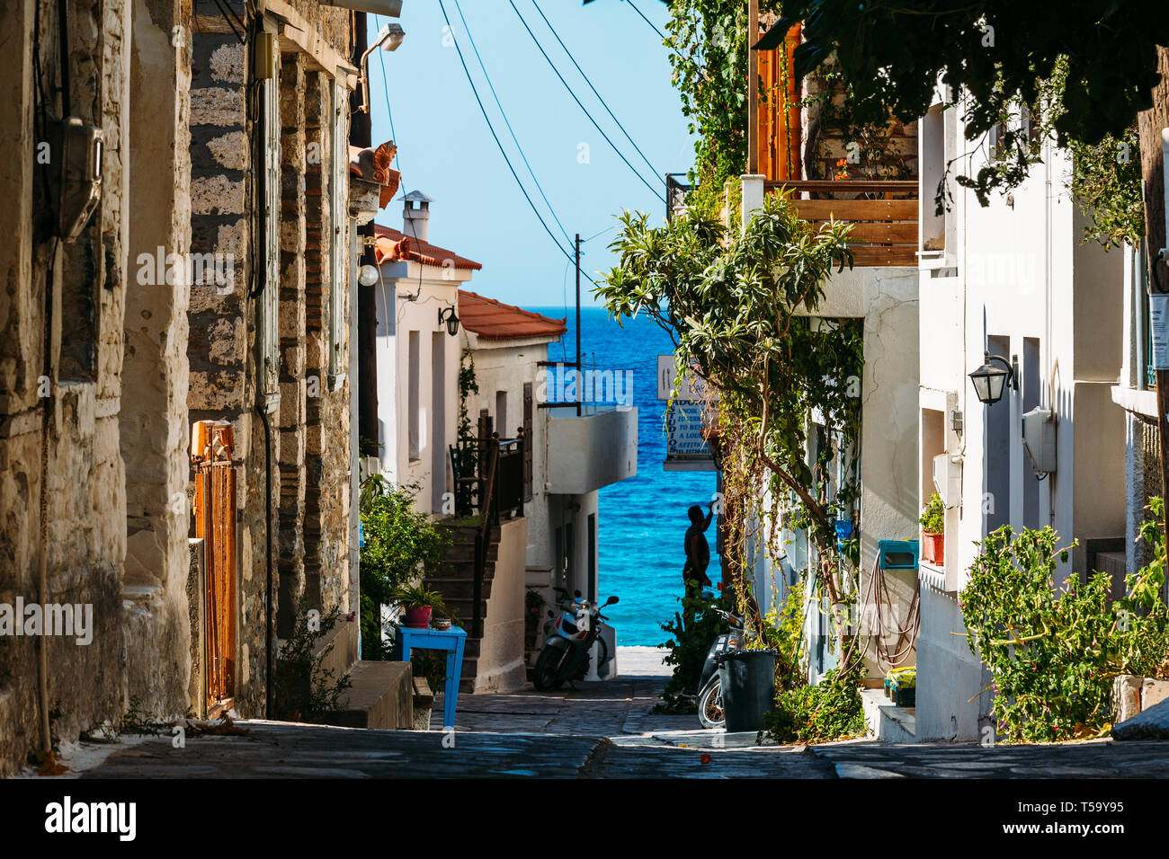 Old street of samos town hi-res stock photography and images - Alamy