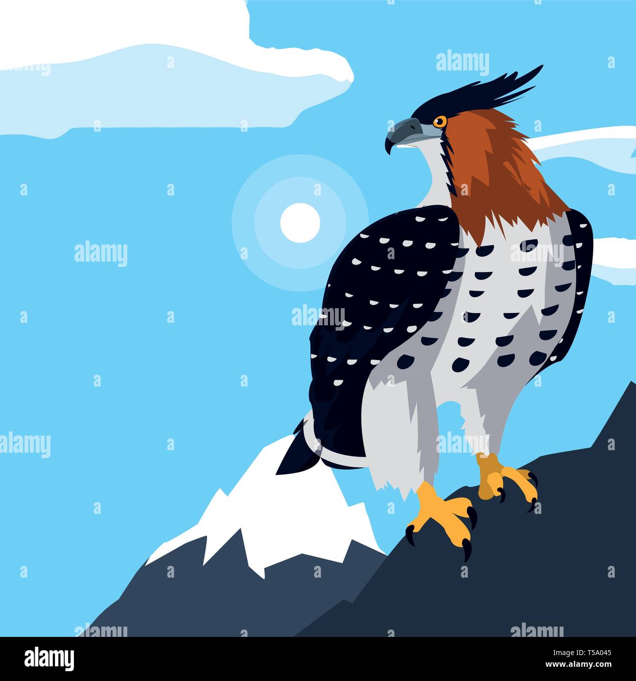 beautiful hawk majestic bird in the landscape vector illustration ...