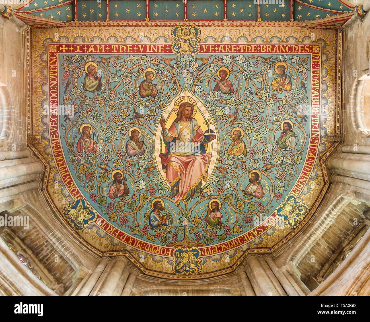 Cathedral Ceiling Painting of Jesus and Apostles with Verse I Am the ...
