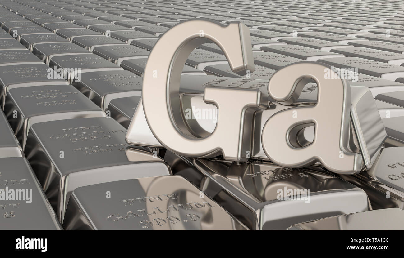 Gallium ingots background with Ga symbol. 3D rendering Stock Photo - Alamy