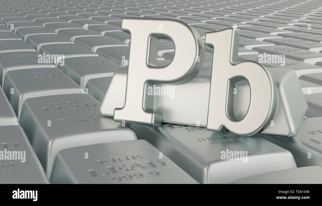 Lead ingots background with Pb symbol. 3D rendering Stock Photo - Alamy