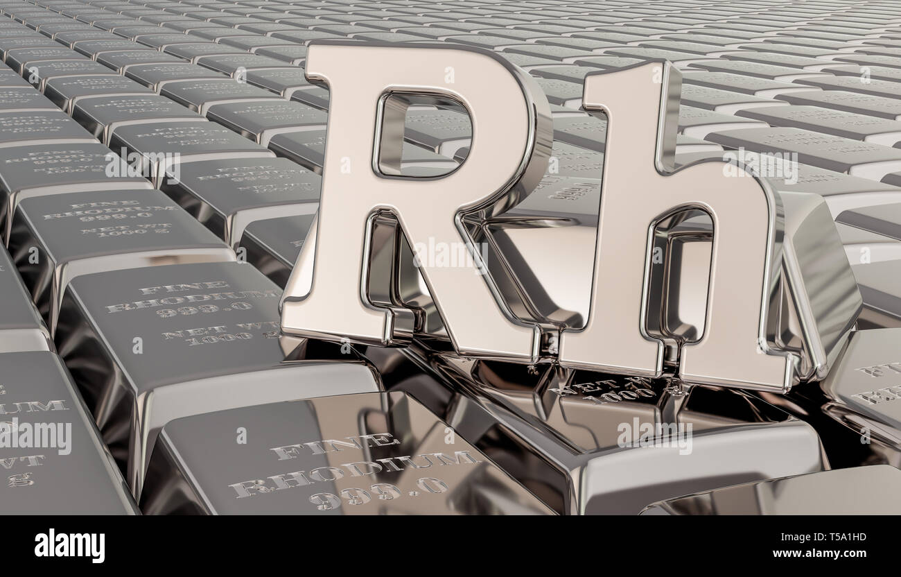 Rhodium ingots background with Rh symbol. 3D rendering Stock Photo - Alamy