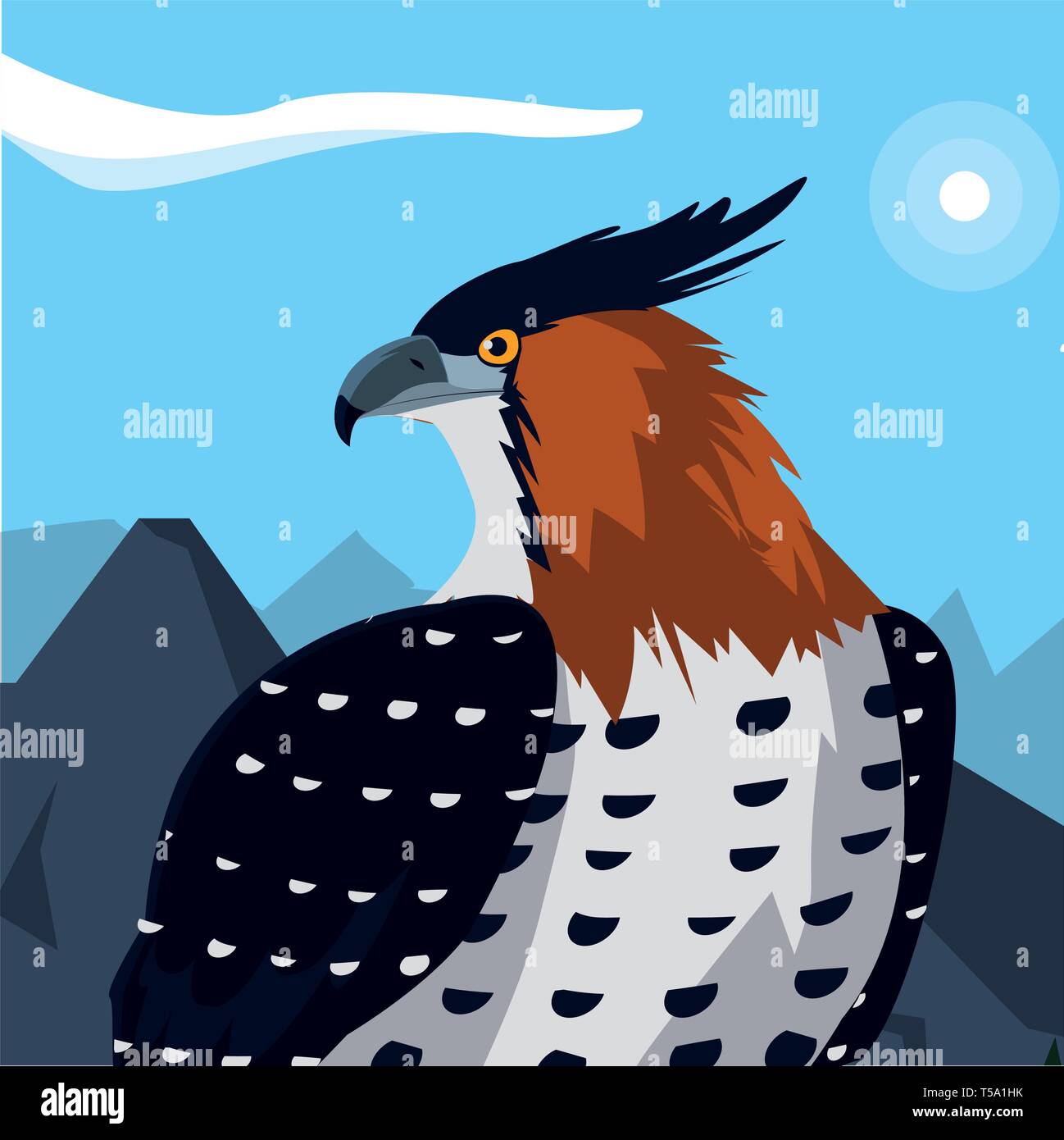 beautiful hawk majestic bird in the landscape vector illustration ...